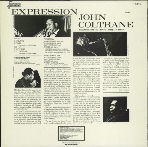 John Coltrane Expression UK vinyl LP album (LP record) (770703)