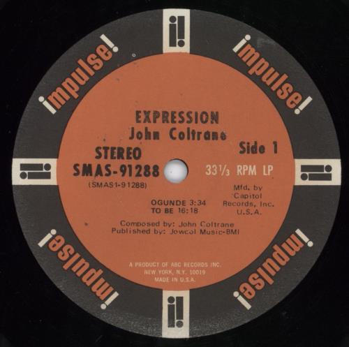 John Coltrane Expression US vinyl LP album (LP record) (807504)