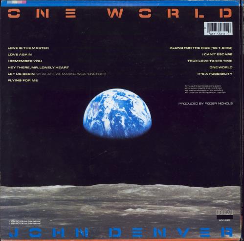 John Denver One World US vinyl LP album (LP record) (786421)