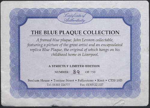 John Lennon The Blue Plaque Collection UK memorabilia (378459 ...