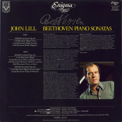 John Lill Beethoven Piano Sonatas UK vinyl LP album (LP record) (790234)