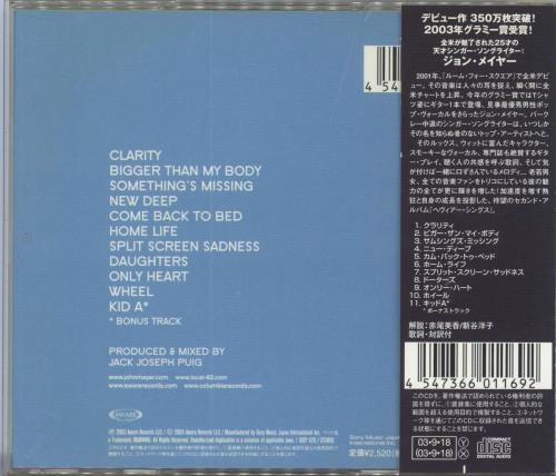 John Mayer Heavier Things Japanese CD album (CDLP) (808687)