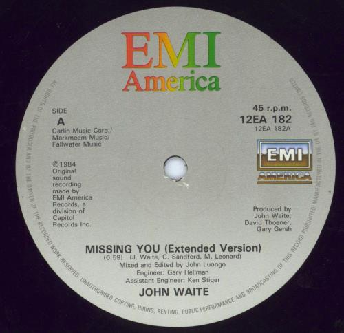 John Waite Missing You (Extended Version) UK 12" vinyl single (12 inch record / Maxi-single ...