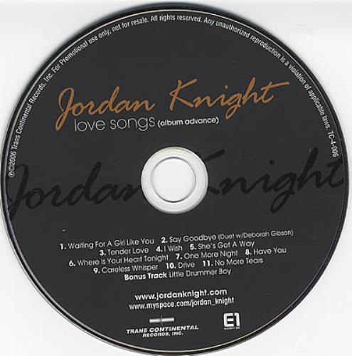 Jordan Knight Love Songs US Promo CD album (CDLP) (376725)