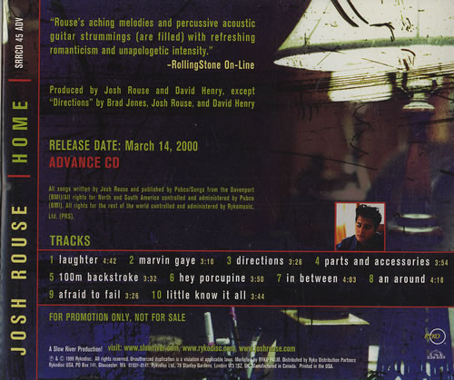 Josh Rouse Home US Promo CD album (CDLP) (465808)