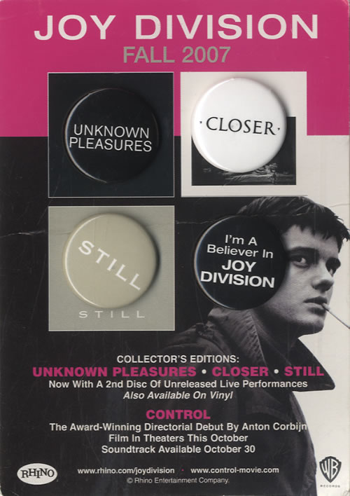 Joy Division Collector's Editions US Promo memorabilia (489539) BADGE SET