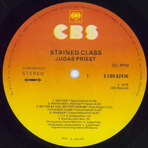 Judas Priest Stained Class + Merch Insert - VG/EX UK vinyl LP album (LP record) (802877)