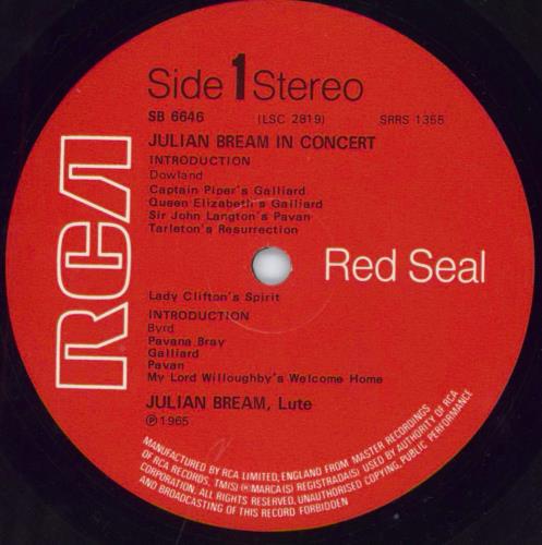 Julian Bream Julian Bream In Concert UK vinyl LP album (LP record) (796693)