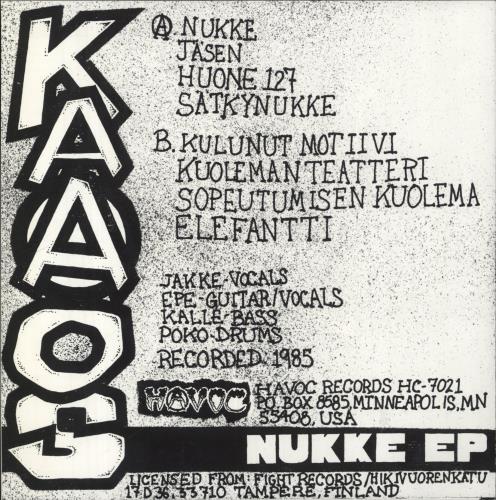 Kaaos Nukke-EP US 7" vinyl single (7 inch record / 45) (835435)