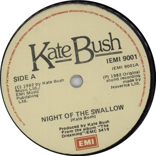 Kate Bush Night Of The Swallow - P/S - EX Irish 7" vinyl single (7 inch ...