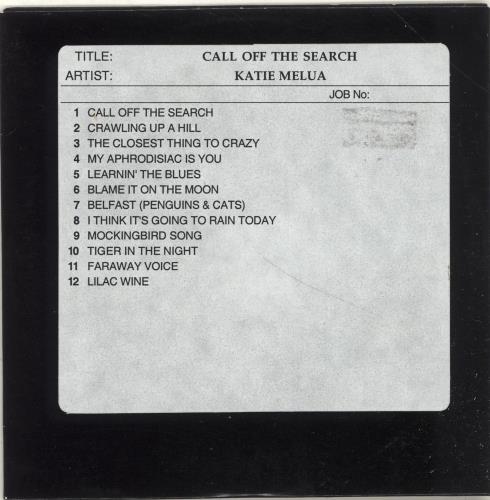 Katie Melua Call Off The Search UK Promo CD-R acetate (692063)