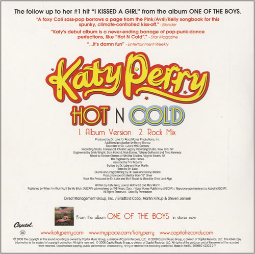 Katy Perry Hot N Cold UK Promo CD single (CD5 / 5") (456118)
