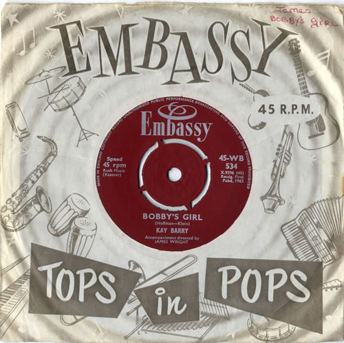 Kay Barry Bobby's Girl UK 7" vinyl single (7 inch record / 45) (614876)