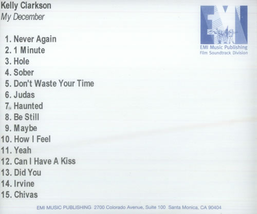 Kelly Clarkson My December US Promo CD-R acetate (545893)