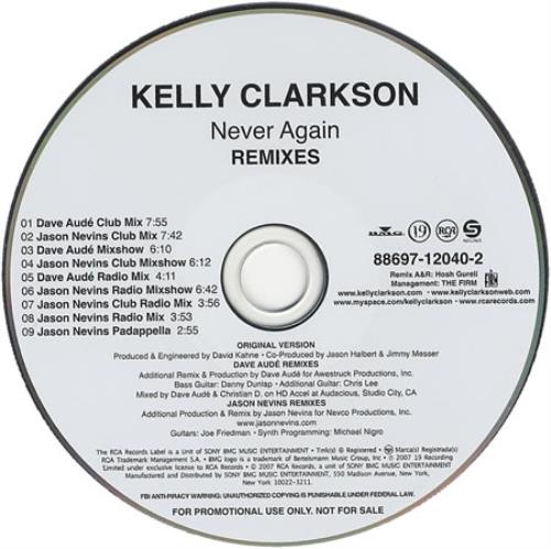 Kelly Clarkson Never Again - Remixes US Promo CD single (CD5 / 5") (409598)