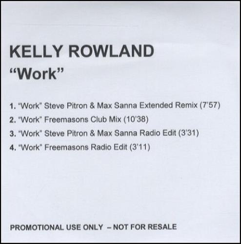 Kelly Rowland Work UK Promo CD-R acetate (430442)
