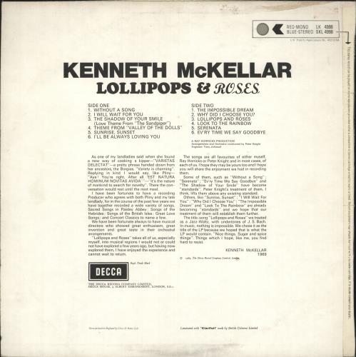 Kenneth McKellar Lollipops & Roses UK vinyl LP album (LP record) (742265)