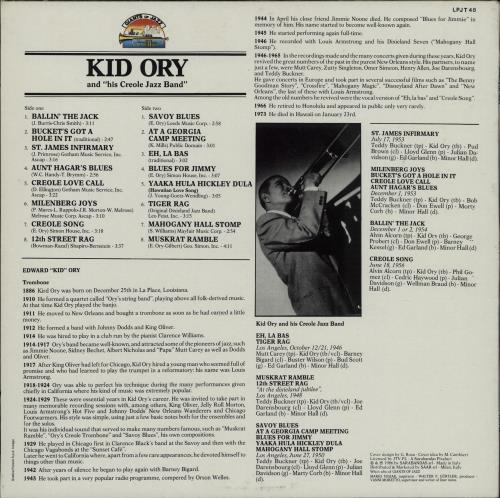 Kid Ory Kid Ory And His Creole Jazz Band Italian vinyl LP album (LP ...