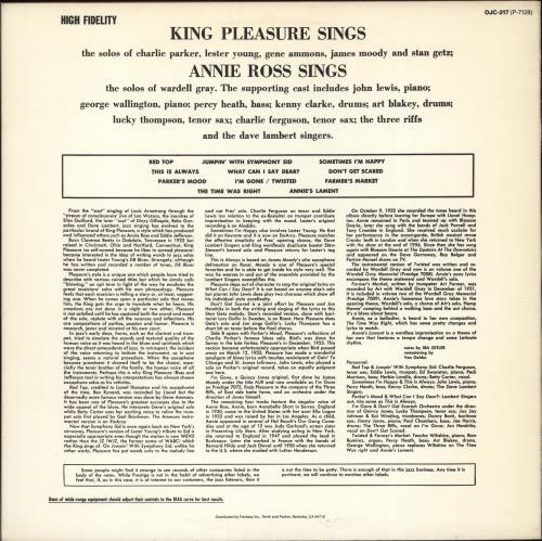 King Pleasure King Pleasure Sings / Annie Ross Sings US vinyl LP album ...