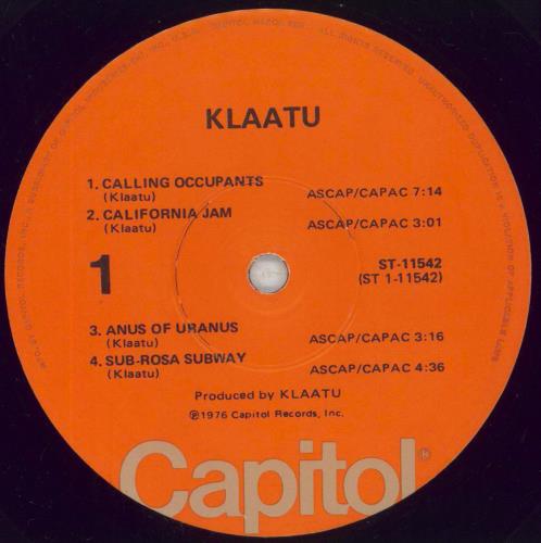 Klaatu Klaatu US vinyl LP album (LP record) (855514)