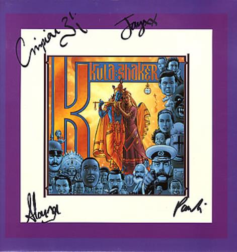 Kula Shaker Autographed LP Sleeve UK display (301146)