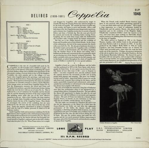 Léo Delibes Coppélia UK vinyl LP album (LP record) (535079)