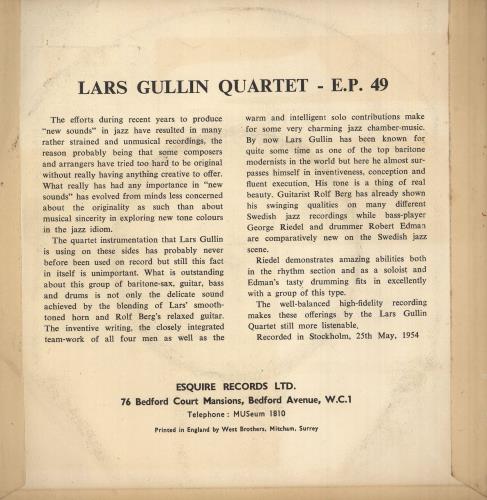Lars Gullin Lars Gullin Quartet EP UK 7" vinyl single (7 inch record ...