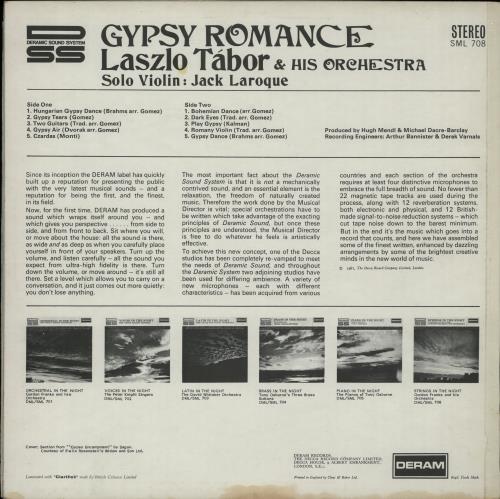 Laszlo Tábor Gypsy Romance UK vinyl LP album (LP record) (654838)