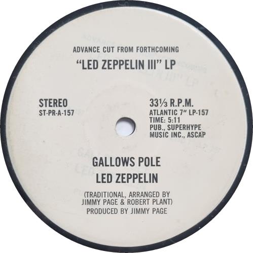 Led Zeppelin Gallows Pole US Promo 7" vinyl single (7 inch record / 45 ...