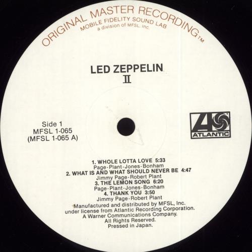 Led Zeppelin Led Zeppelin II - Half-Speed Mastered US vinyl LP album ...