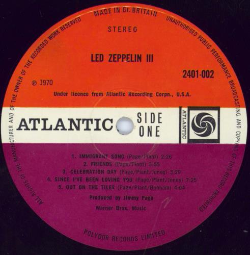 Led Zeppelin Led Zeppelin III - 3rd - EX - US Sleeve UK vinyl LP album ...