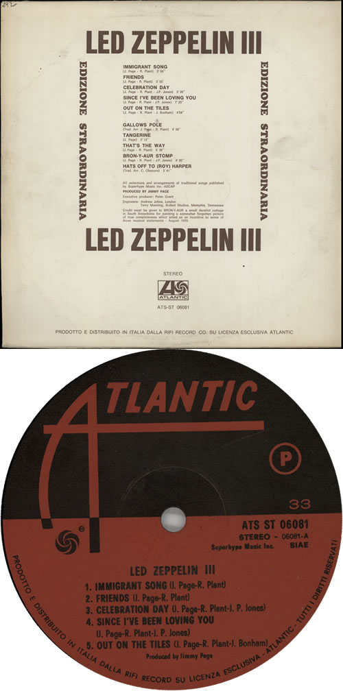 Led Zeppelin Led Zeppelin III - Provisional Sleeve Italian vinyl LP ...