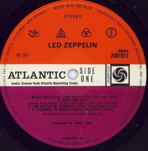 Led Zeppelin Led Zeppelin IV - 4th - Crossed out B UK vinyl LP album ...
