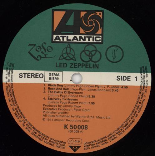 Led Zeppelin Led Zeppelin IV - 80s German vinyl LP album (LP record ...