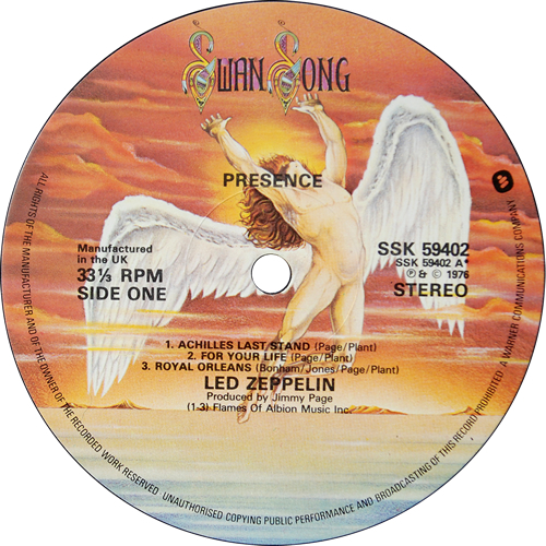 Led Zeppelin Presence - 3rd UK vinyl LP album (LP record) (256847)