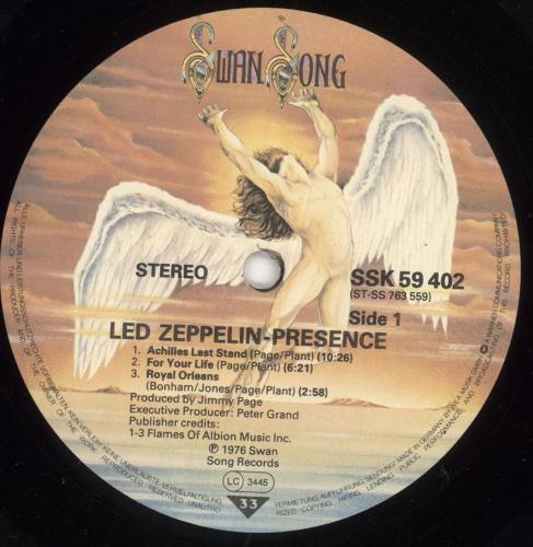 Led Zeppelin Presence German vinyl LP album (LP record) (724529)