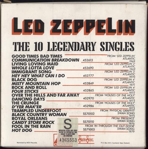 Led Zeppelin The 10 Legendary Singles New Zealand 7" single box set ...