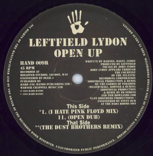 Leftfield Open Up (Remix) UK 12" vinyl single (12 inch record / Maxi ...