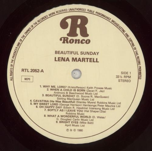 Lena Martell Beautiful Sunday UK vinyl LP album (LP record) (589834)