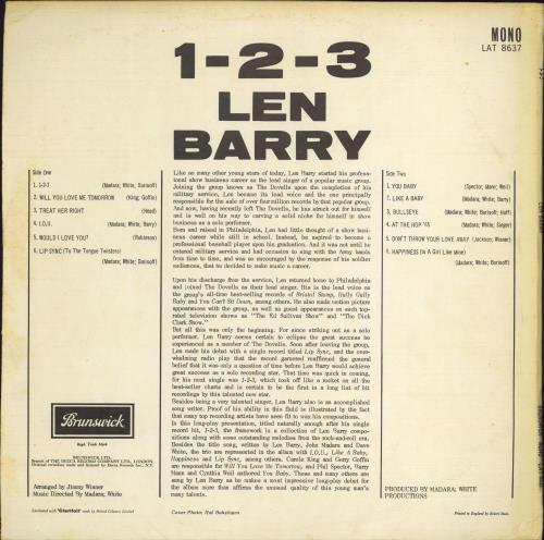 Len Barry 1-2-3 UK vinyl LP album (LP record) (777468)