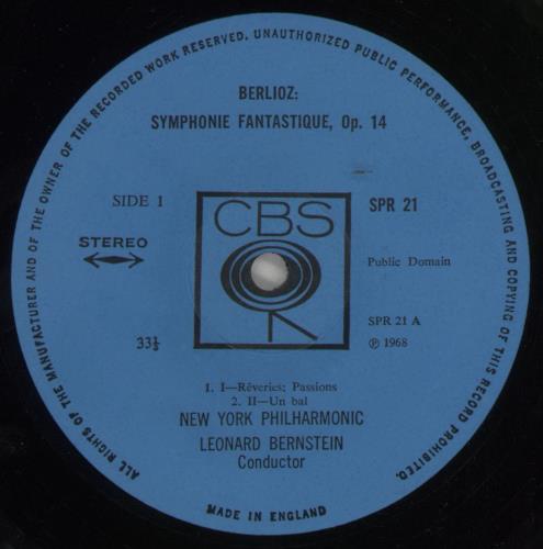 Leonard Bernstein Berlioz: Symphonie Fantastique UK vinyl LP album (LP record) (526828)