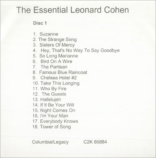 Leonard Cohen The Essential Leonard Cohen US Promo CD-R acetate (511144)