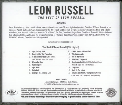 Leon Russell The Best Of Leon Russell US Promo CD-R acetate (535195)