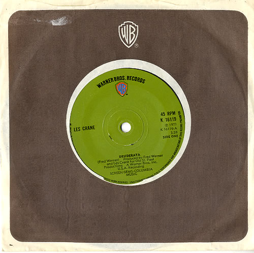 Les Crane Desiderata UK 7" vinyl single (7 inch record / 45) (347569)