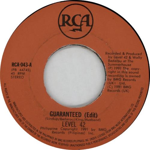 Level 42 Guaranteed Philippino 7" vinyl single (7 inch record / 45 ...