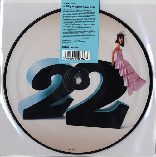 Lily Allen 22 - Twenty Two UK 7" vinyl picture disc (7 inch picture ...
