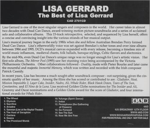 Lisa Gerrard The Best Of Lisa Gerrard US Promo CD album (CDLP) (394929)
