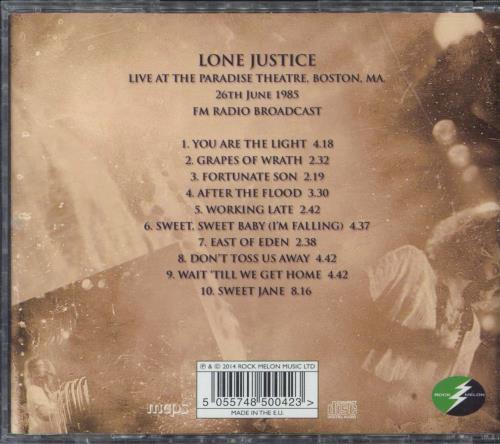 Lone Justice Live At The Paradise Theatre Boston 1985 UK CD album (CDLP ...