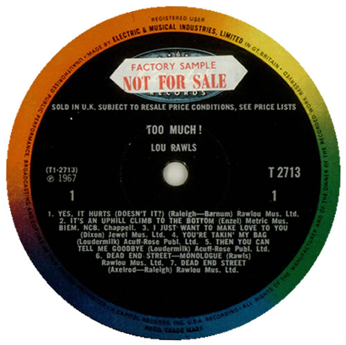 Lou Rawls Too Much! - Factory Sample UK vinyl LP album (LP record) (456412)