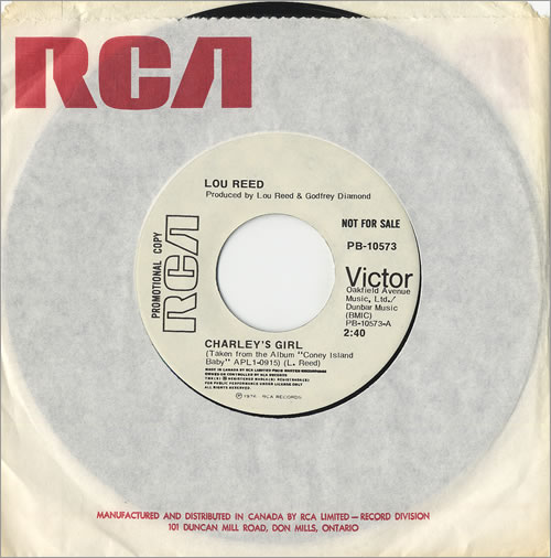 Lou Reed Charley's Girl Canadian Promo 7" vinyl single (7 inch record ...